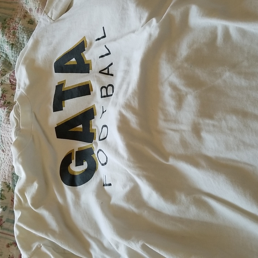 *Hanes 50/50 Vintage White"Gata Football"Tshirt - Gem